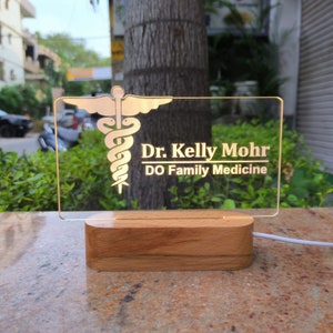 Doctor Name Plate With LED , Gift for Doctor. Thank You Gift for Doctor ...