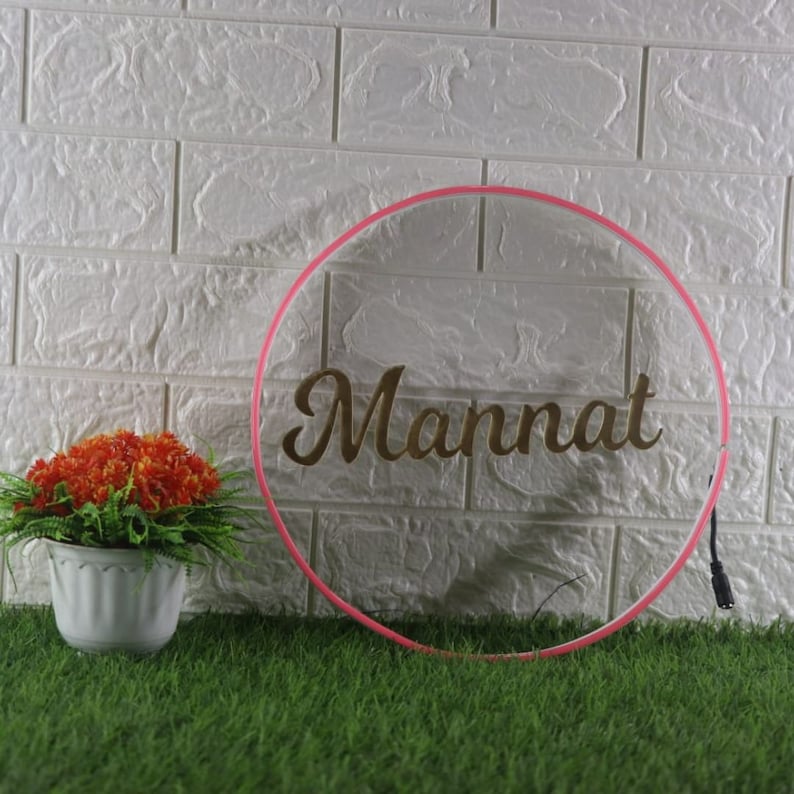 Round Acrylic Neon Name Plate 12 Inches - Etsy