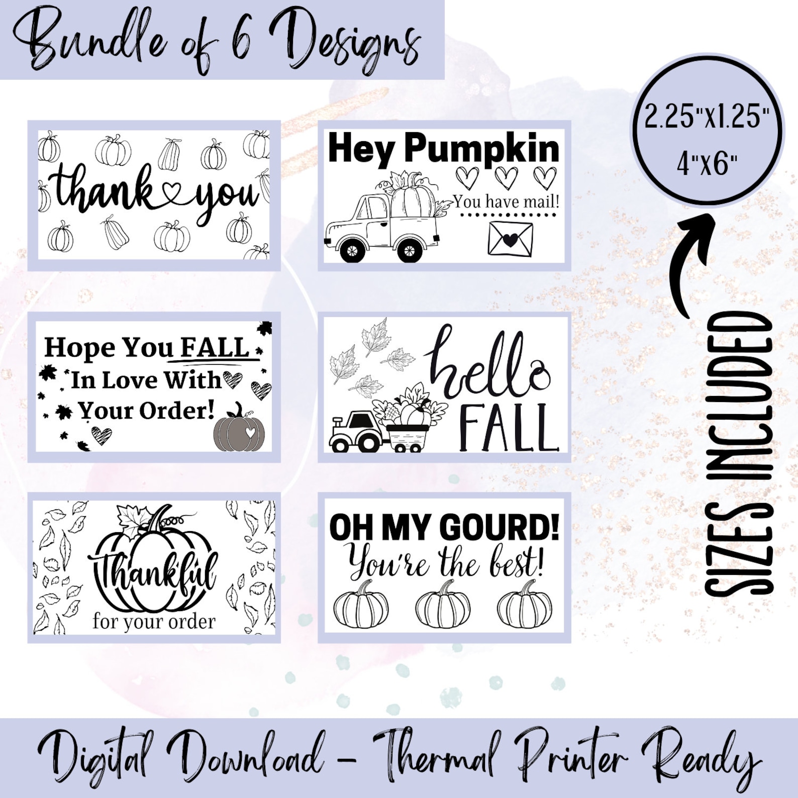 FALL Vibes Thermal Printer Labels Download, Small Business Digital ...