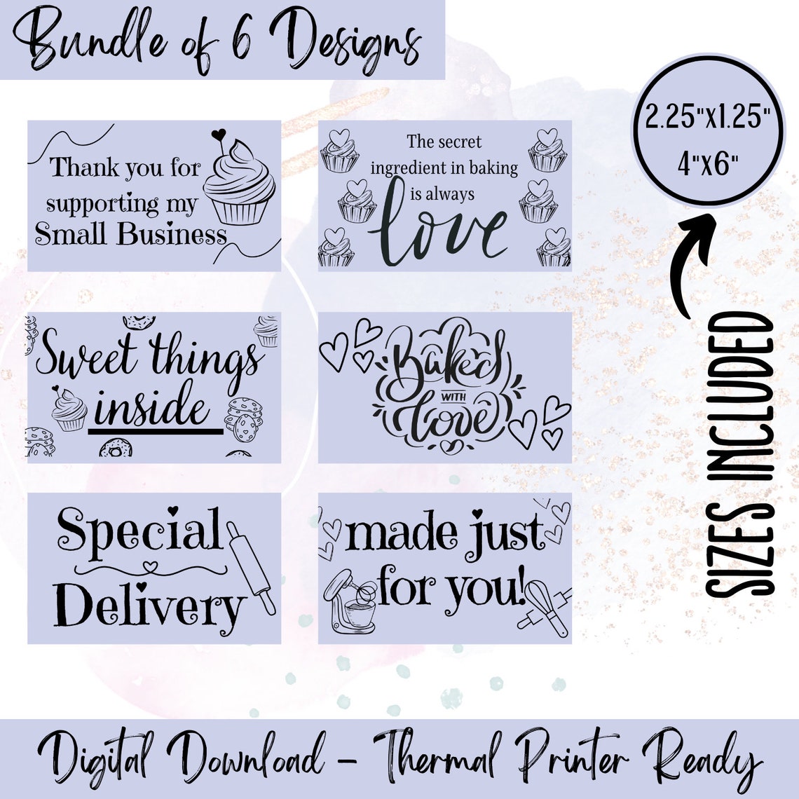 Digital Sweet Treat Labels for Bakery Packaging - Instant Print ...