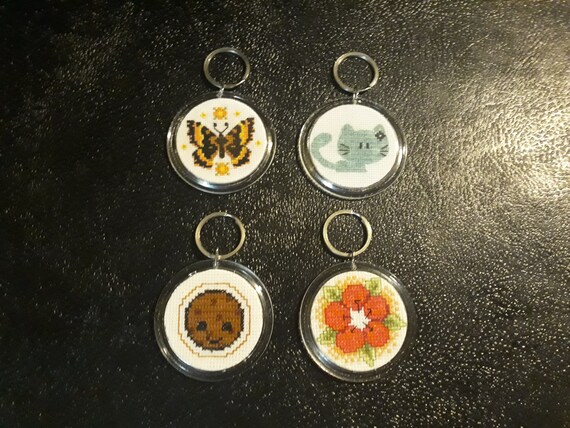 Mini Cross Stitch Key Chains - Etsy