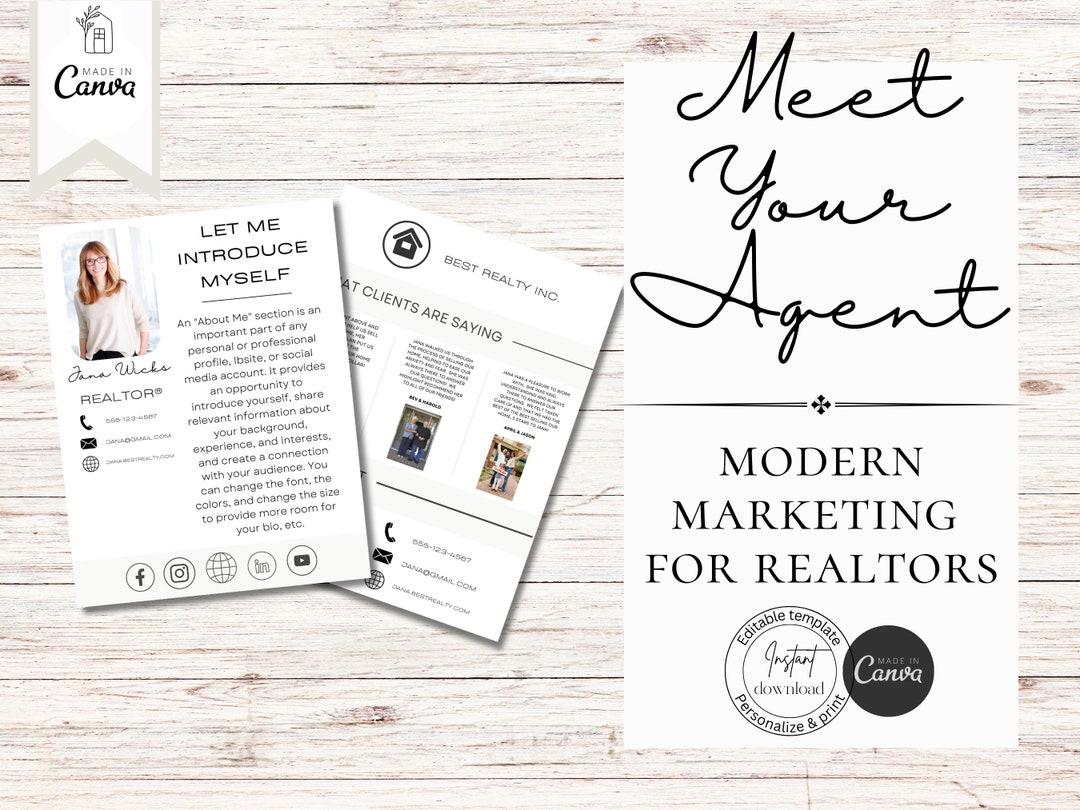 Meet Your Agent Editable Realtor Handout | Seller's Packet | Real ...