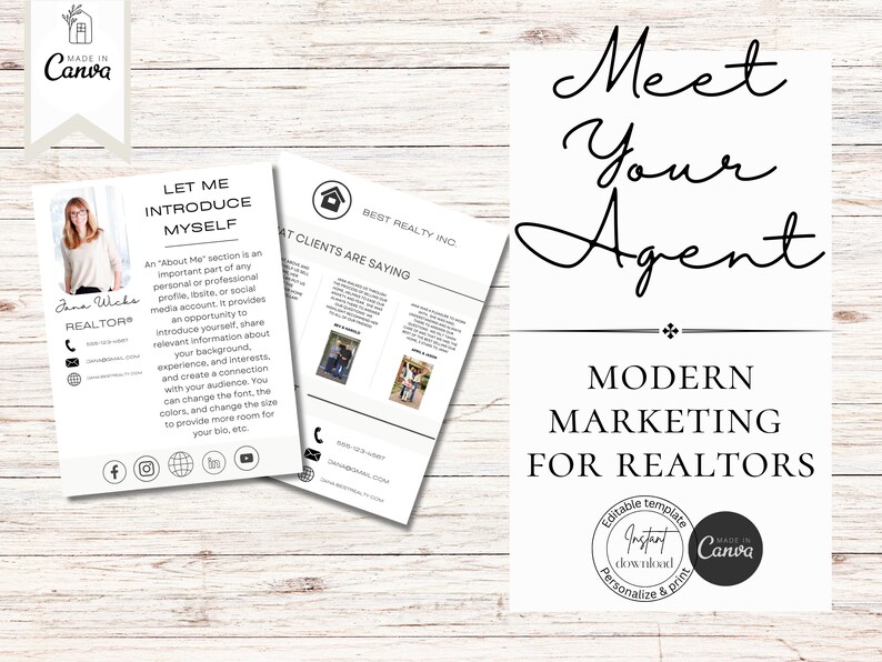 Meet Your Agent Editable Realtor Handout | Seller's Packet | Real ...