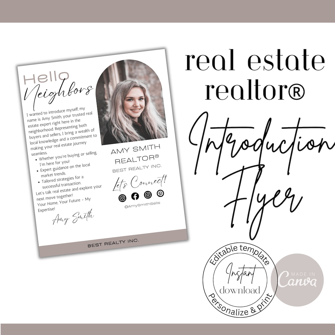Hello Neighbor Realtor Flyer | Agent Introduction Flyer | Real Estate ...