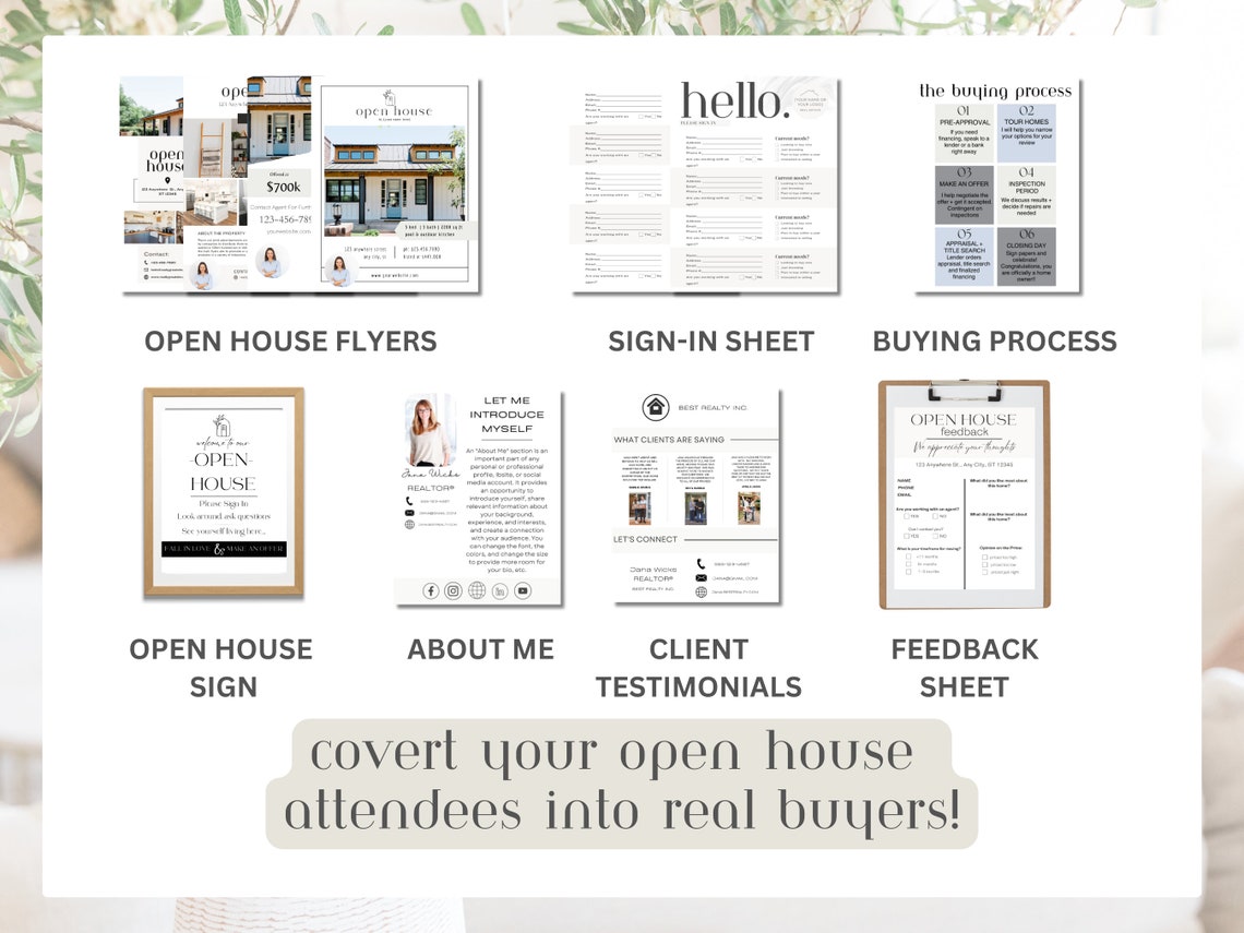 Open House Packet Open House Sign in Open House Welcome Sign Listing ...