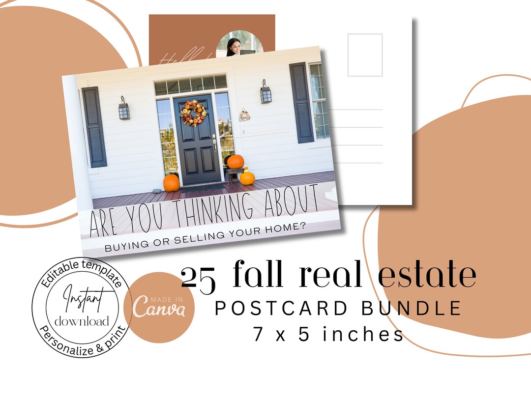 25 Fall Real Estate Farming Postcards | Real Estate Marketing | Canva ...