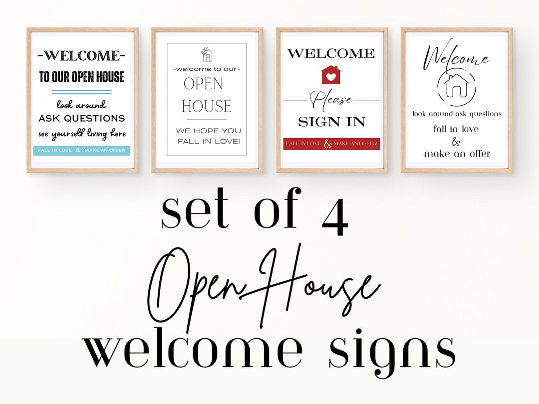 Set of 4 Open House Welcome Signs Open House Marketing - Etsy