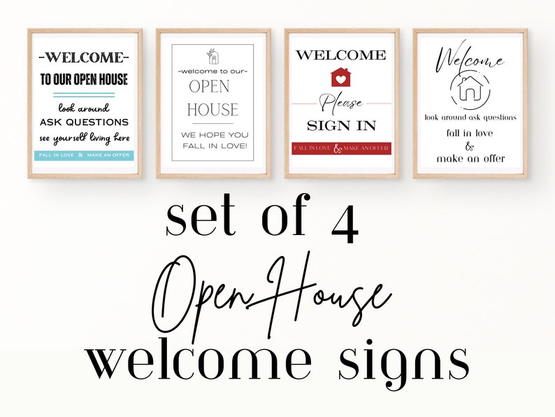Set of 4 Open House Welcome Signs | Open House Marketing | Real Estate ...