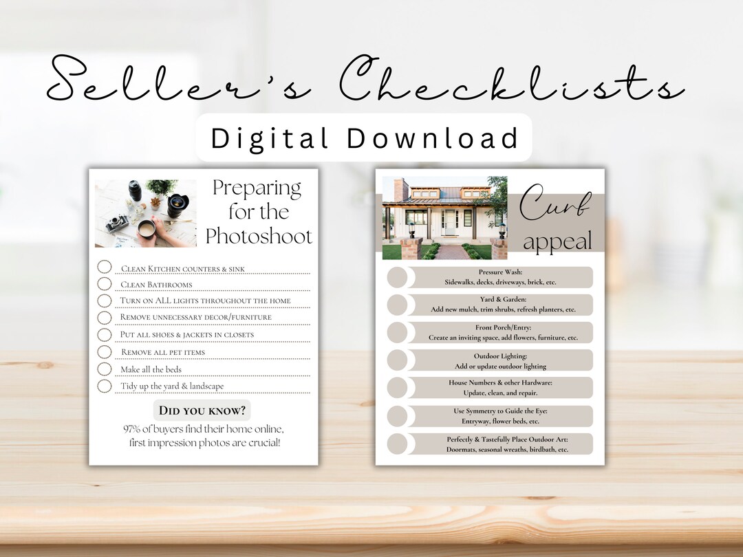 Checklists for Sellers Templates Real Estate Canva Template - Etsy