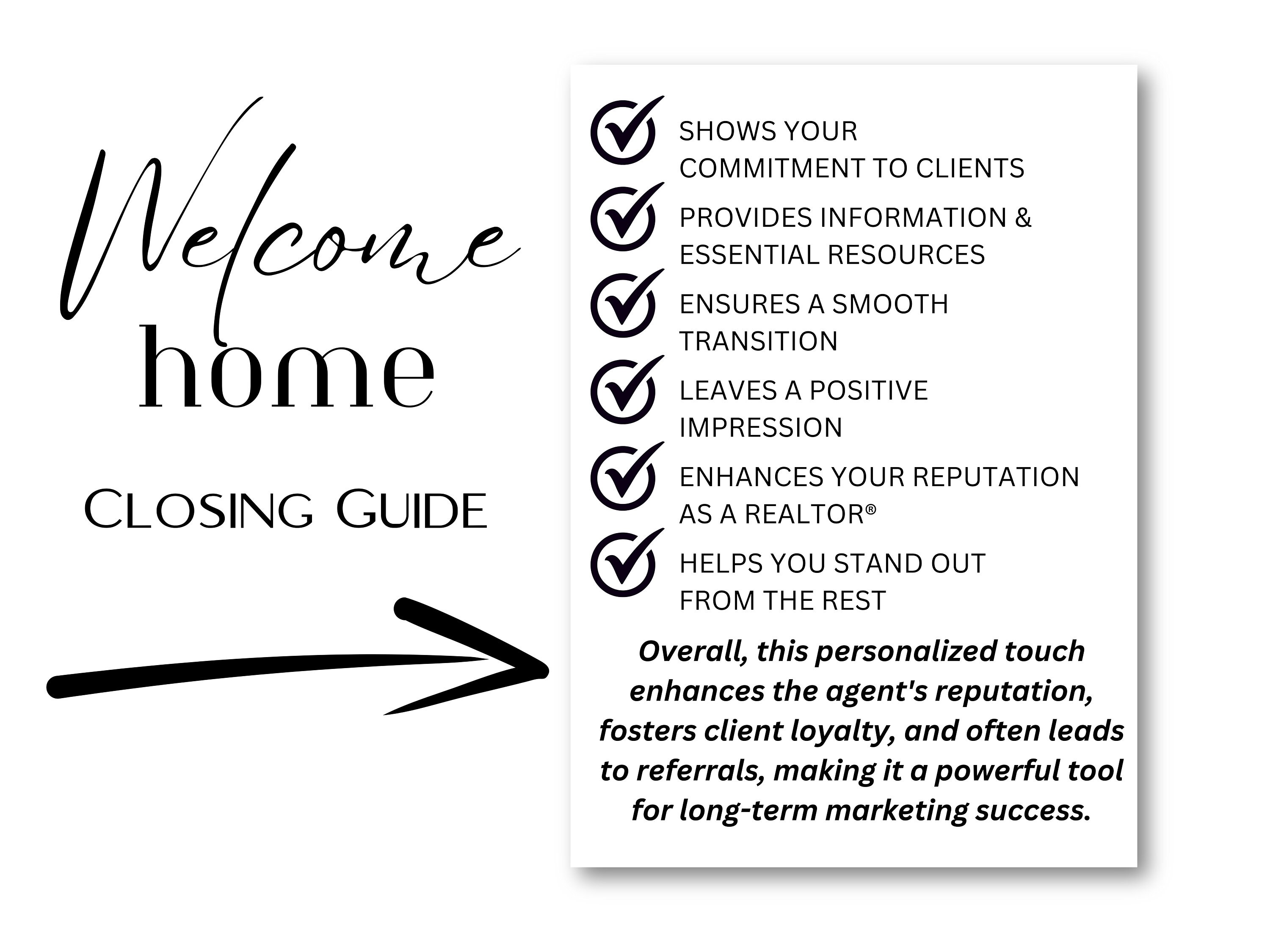 Welcome Home Guide | Real Estate Client Closing Guide | Real Estate ...