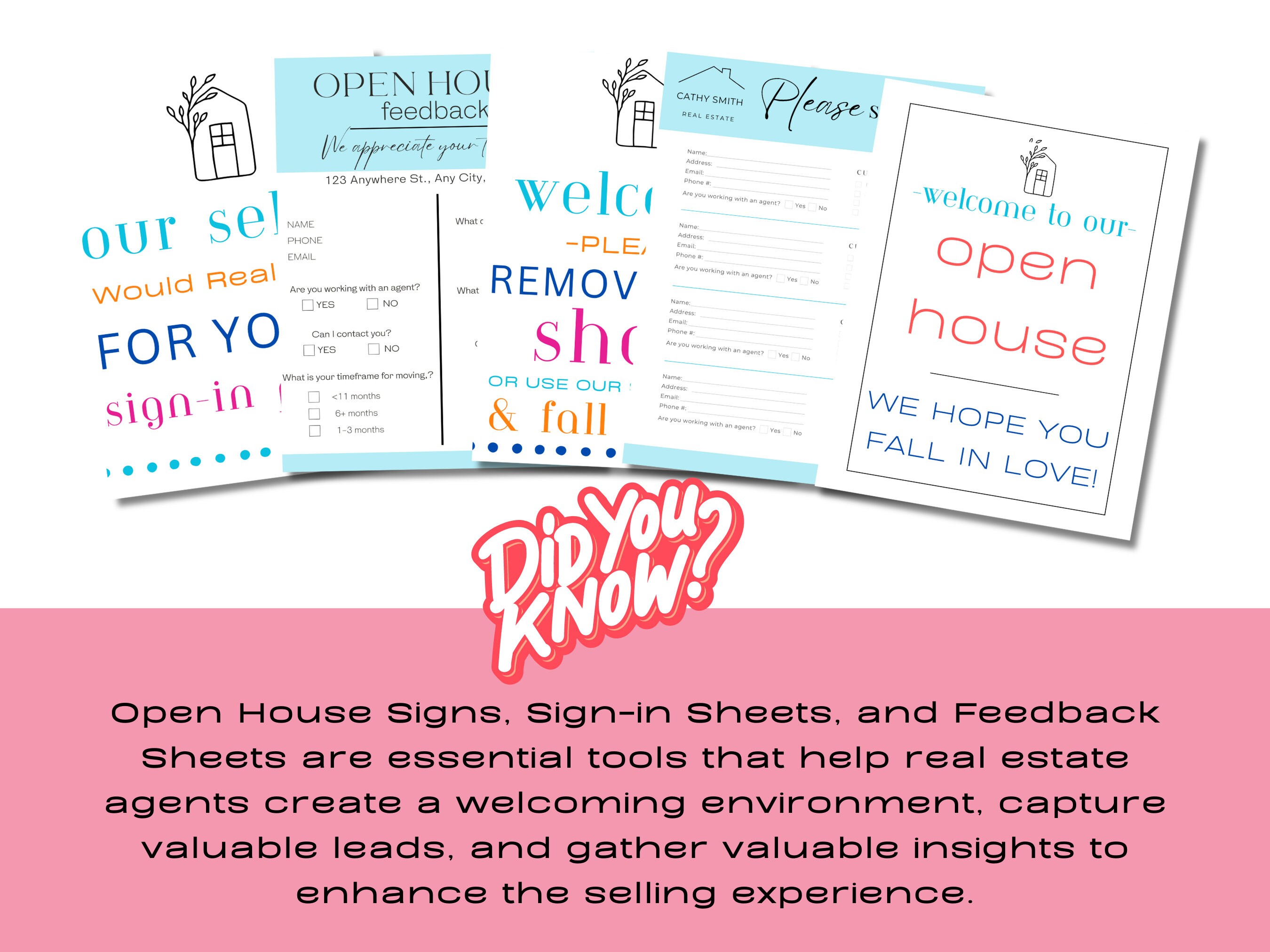 Open House Sign-in Bundle Open House Sign in Open House Welcome Sign ...