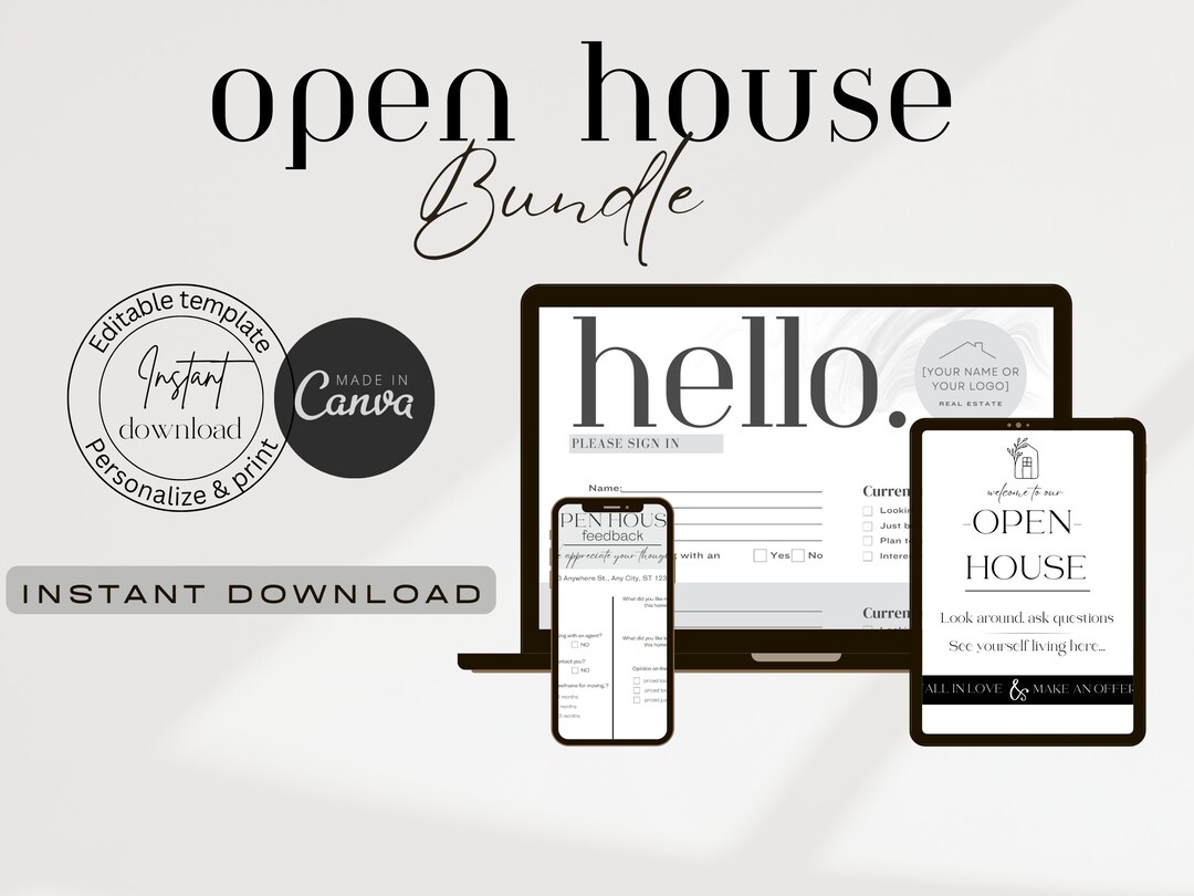 Real Estate Open House Bundle | Open House Sign in | Open House Welcome ...