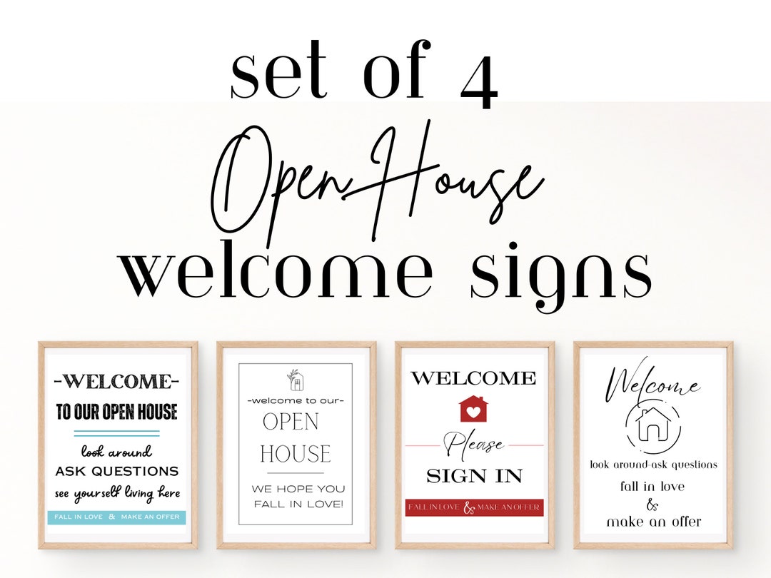 Set of 4 Open House Welcome Signs | Open House Marketing | Real Estate ...