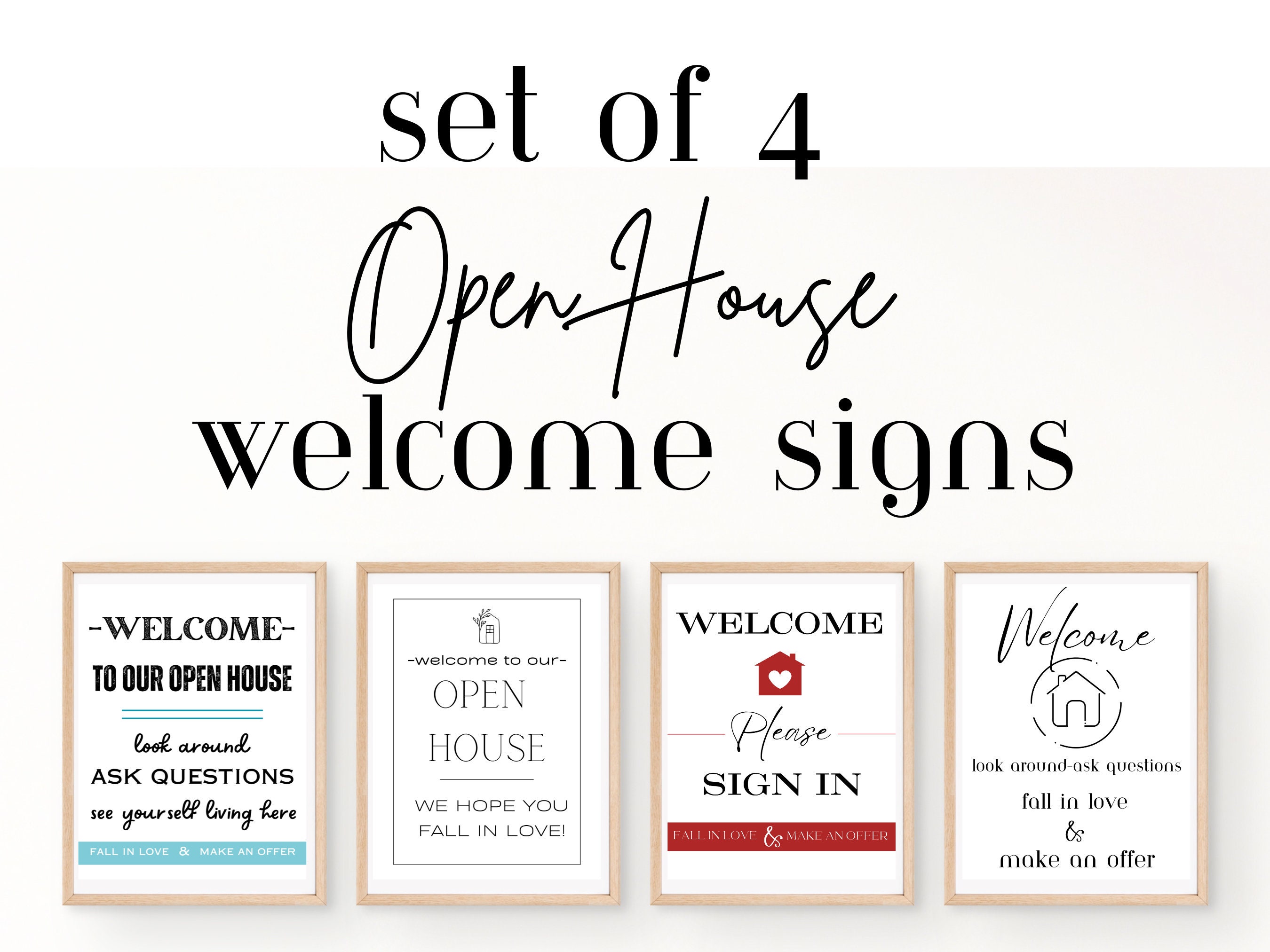 Set of 4 Open House Welcome Signs | Open House Marketing | Real Estate ...