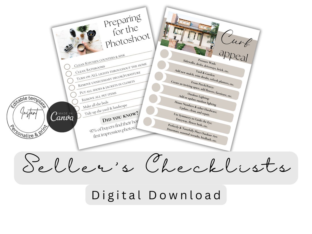 Real Estate Seller's Checklist Printables | Real Estate Canva Template ...