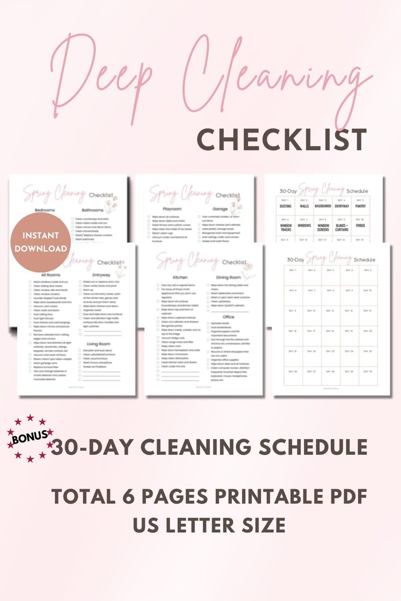 Master Cleaning Checklist Printable Deep Cleaning Checklist Room by ...