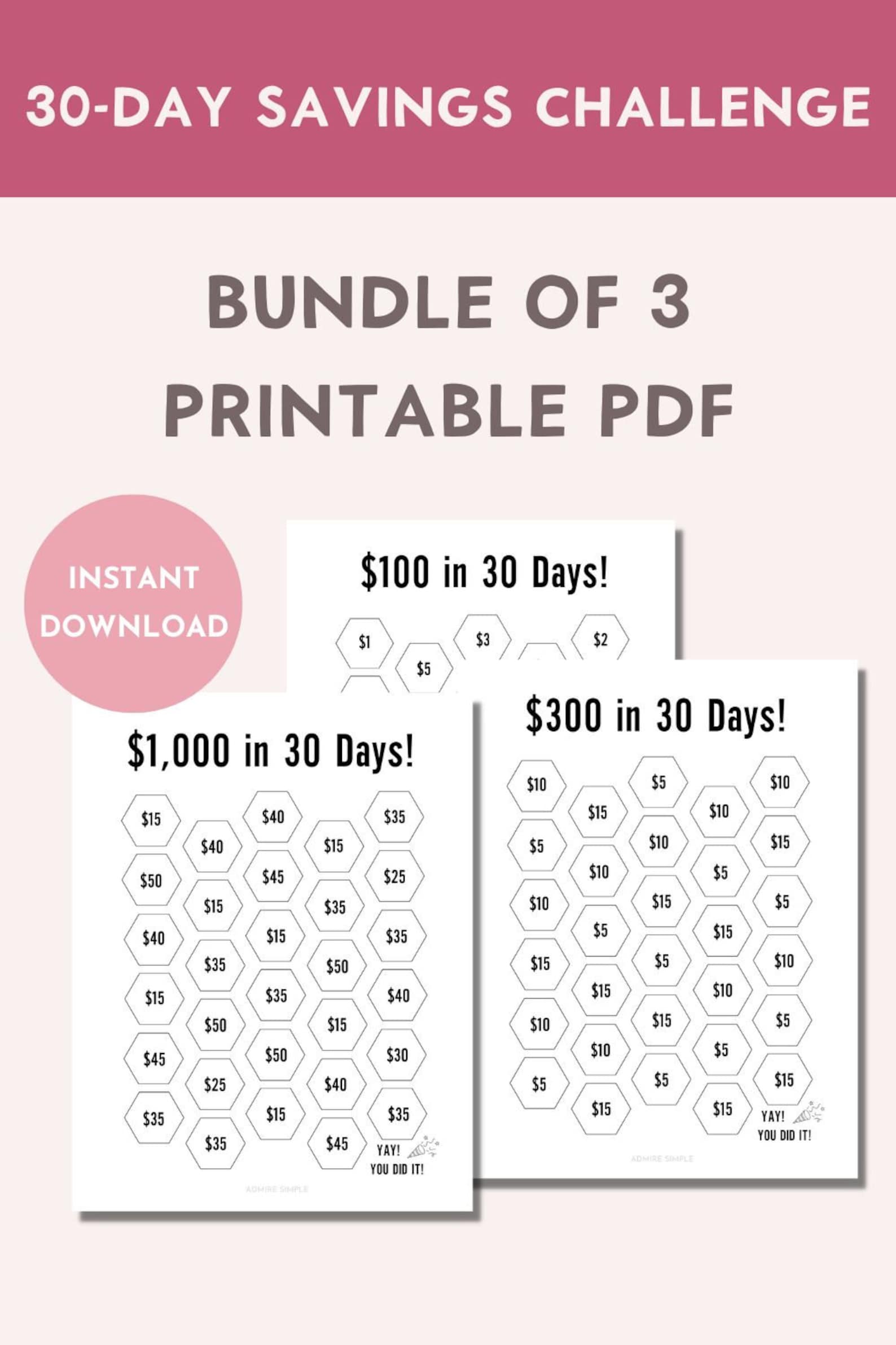 30-day Money Saving Challenge: Printable Bundle (PDF) - Etsy Canada