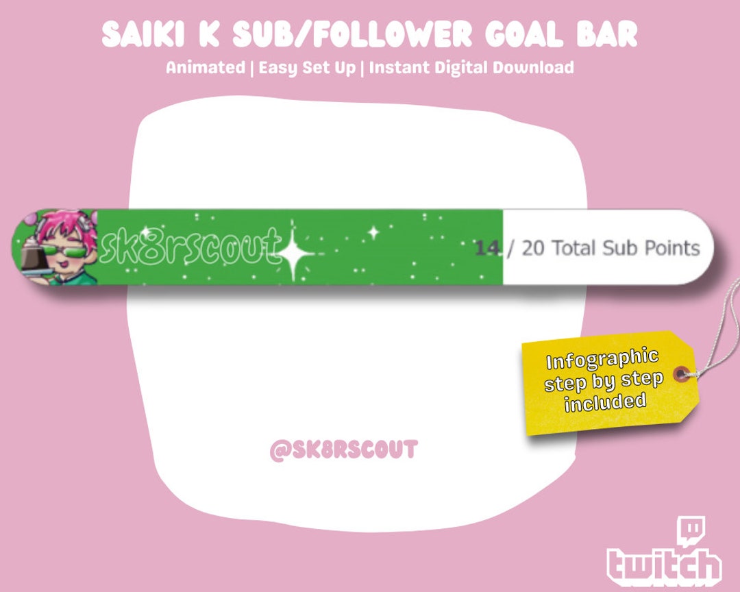 Animated Sub Goal Bar - Kawaii Character - Green Goal Bar Widget ...