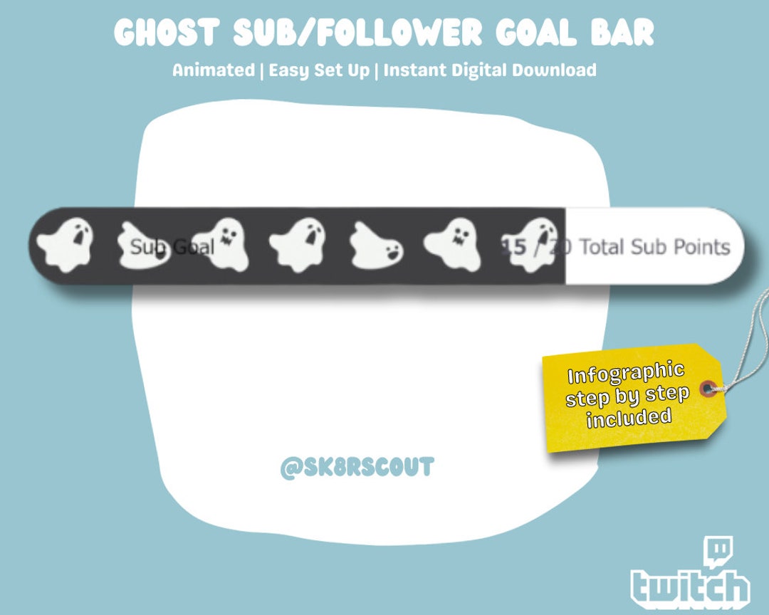 Animated Halloween Sub Goal Bar - Ghost Character - Spooky Goal Bar ...