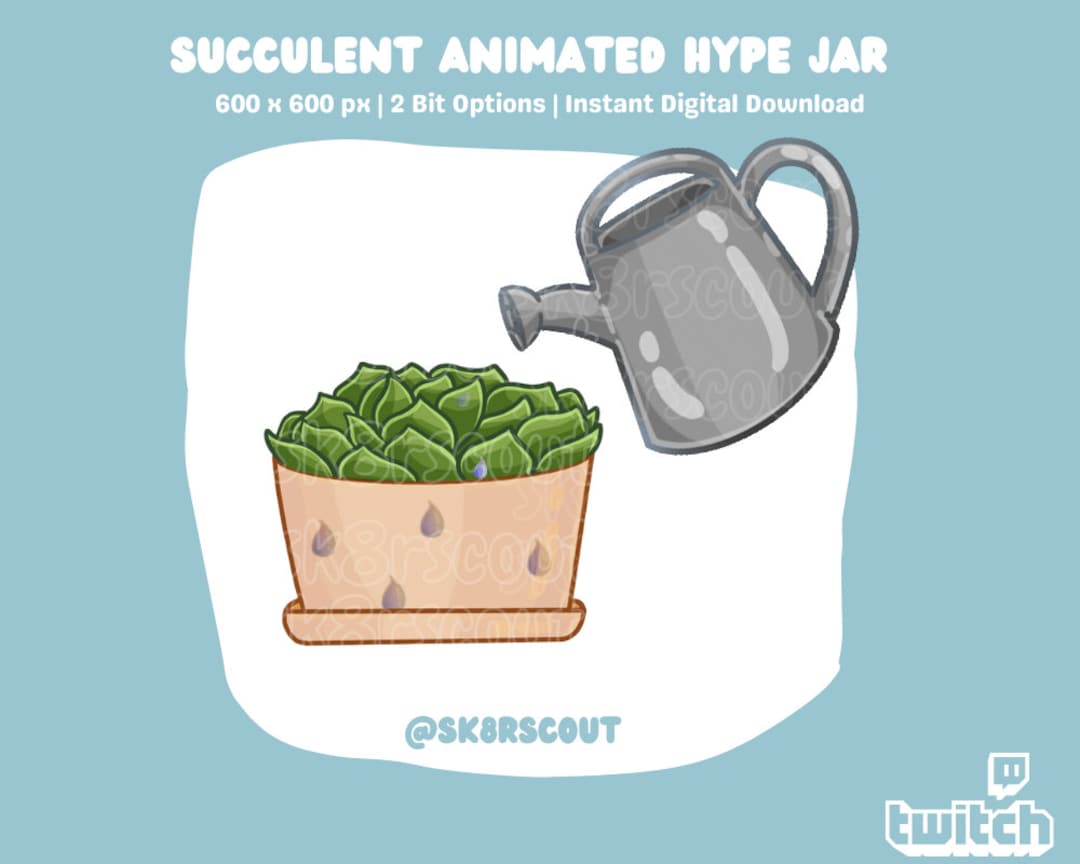 Animated Succulent Twitch Hype Jar - Kawaii Tip Jar- 2 Layers - Tip Jar ...