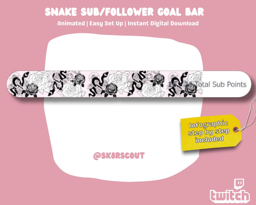 Animated Snake Sub Goal Bar - Flower Tattoo - Black Goal Bar Widget ...