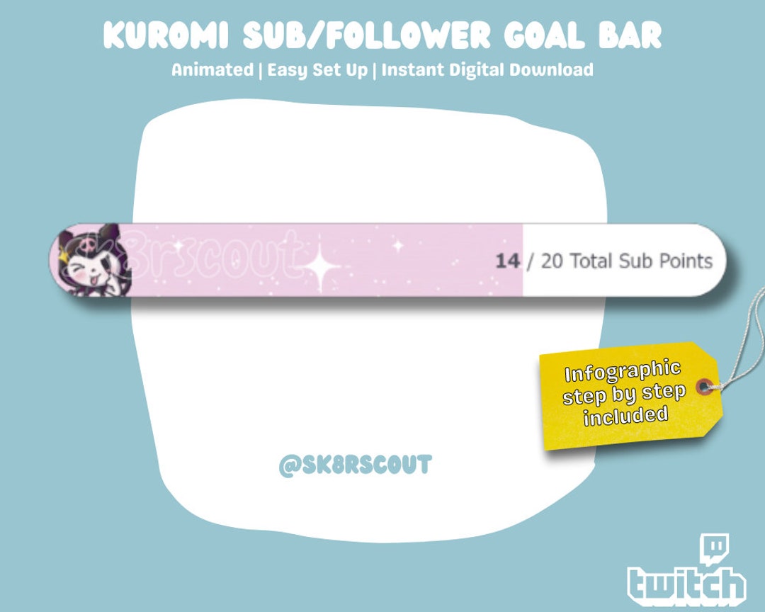 Animated Sub Goal Bar - Kawaii Character - Pink Goal Bar Widget ...