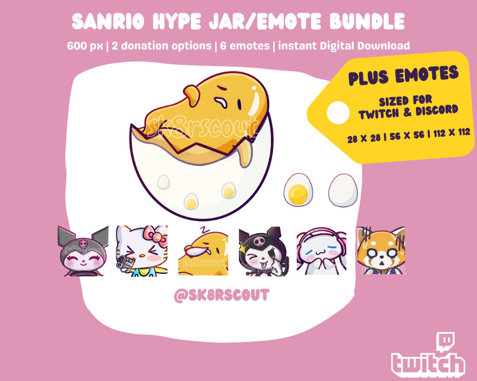Animated Twitch Hype Jar and Emote Bundle - Kawaii Character - Tip Jar ...