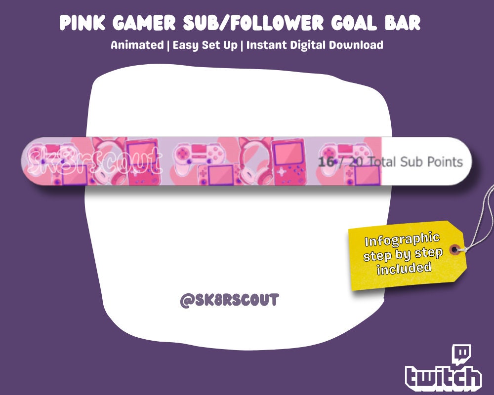 Animated Pink Gamer Sub Goal Bar Pink Goal Bar Widget Subscription Goal ...