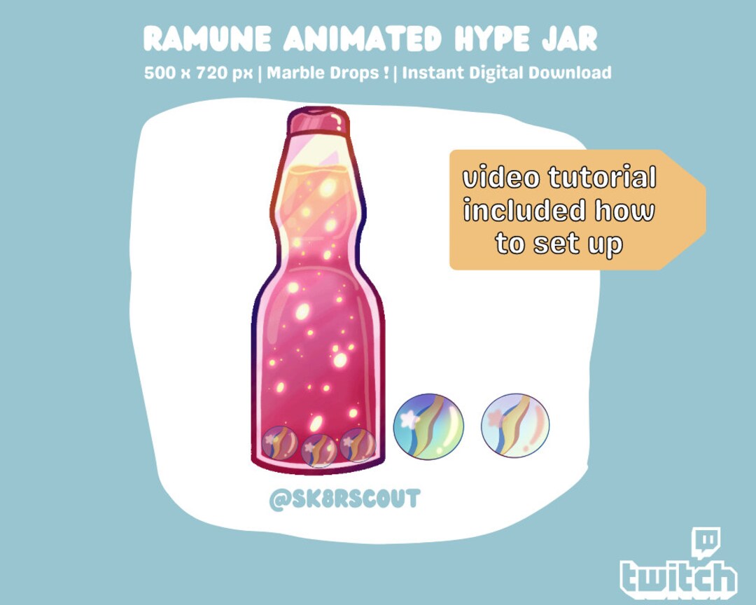 Animated Ramune Twitch Hype Jar - Kawaii Character - Tip Jar for Stream - Animated Hype Cup ...