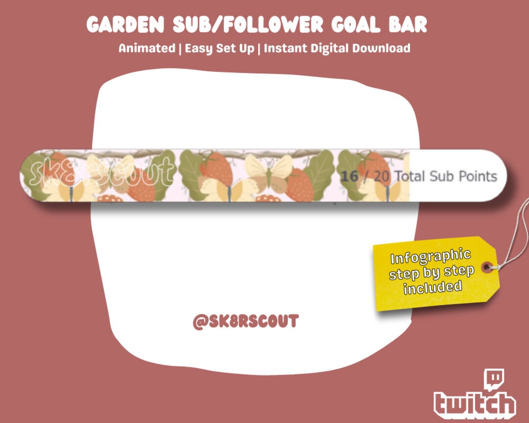 Animated Garden Butterfly Sub Goal Bar - Green Goal Bar Widget ...