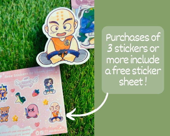Krillin DBZ Fan Art Sticker Holographic Anime Stickers - Etsy