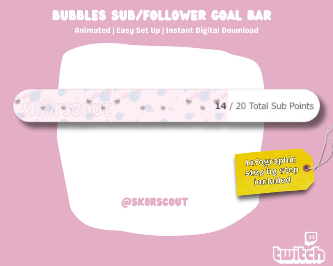 Animated Sub Goal Bar - Kawaii Character - Pink Goal Bar Widget ...