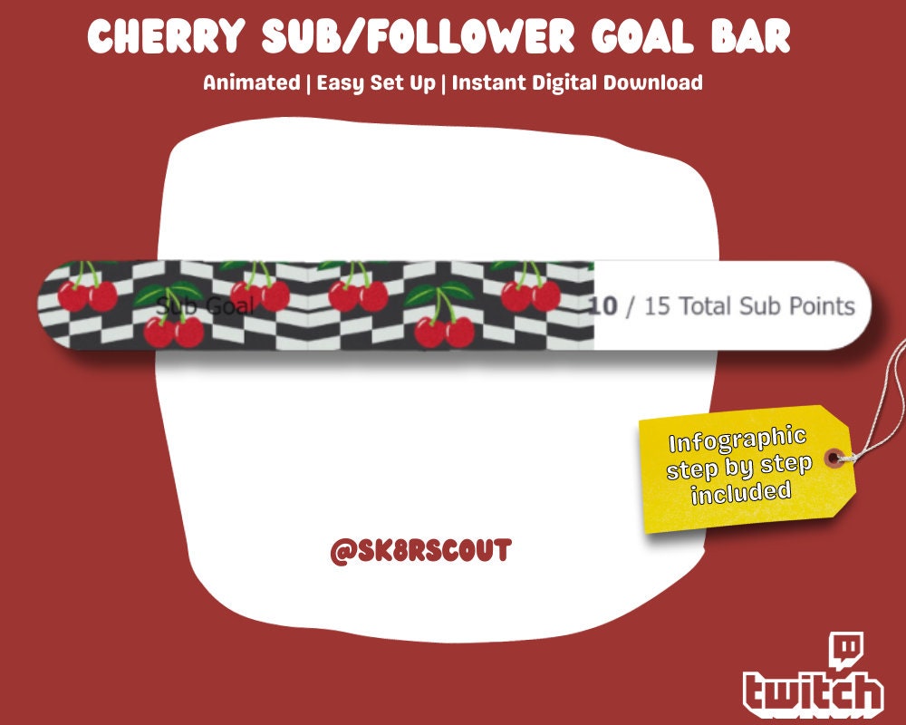 Animated Sub Goal Bar - Cherry Follower Bar - Red Twitch Widget ...