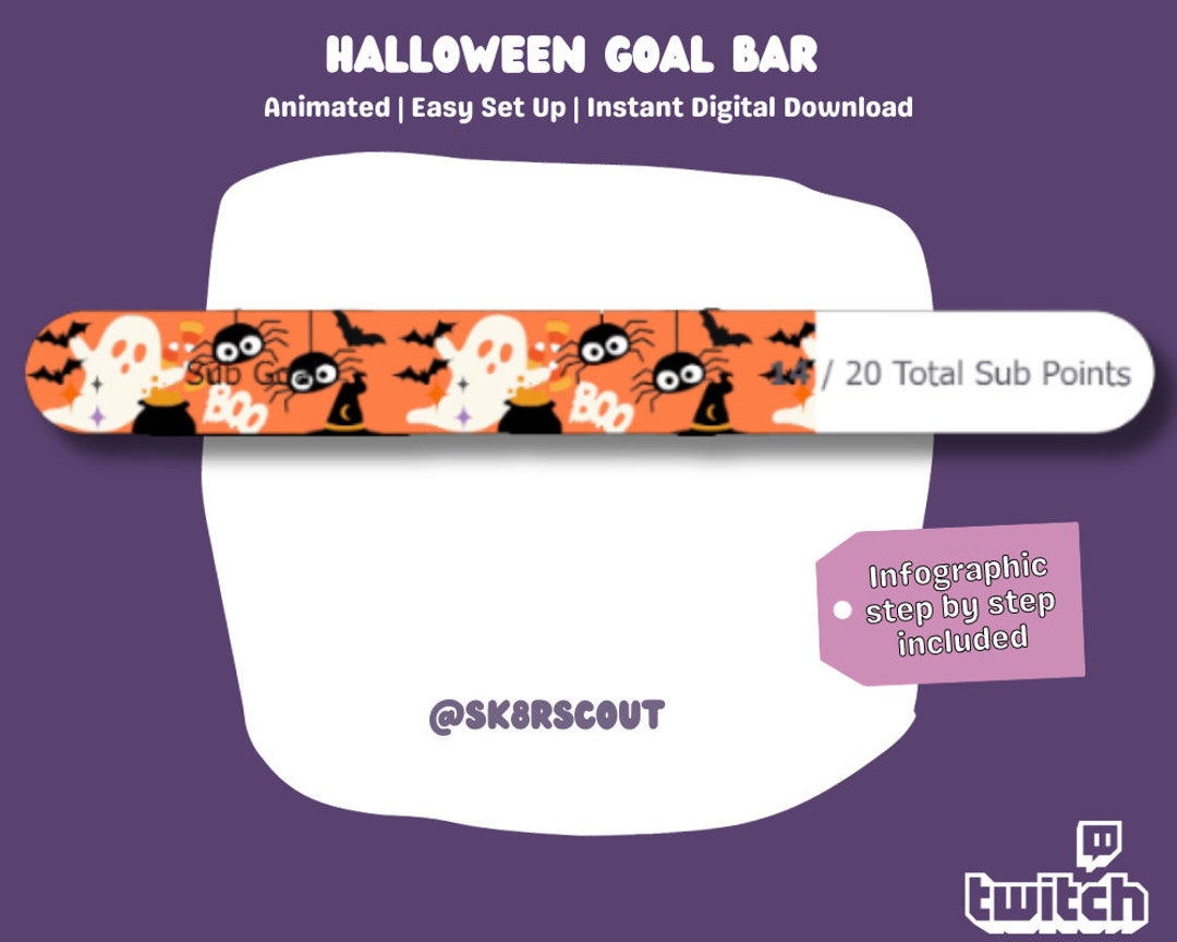 Animated Ghost Halloween Sub Goal Bar - Orange Goal Bar Widget ...