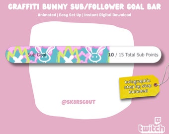 Animated Sub Goal Bar Kawaii Character Pink Goal Bar - Etsy