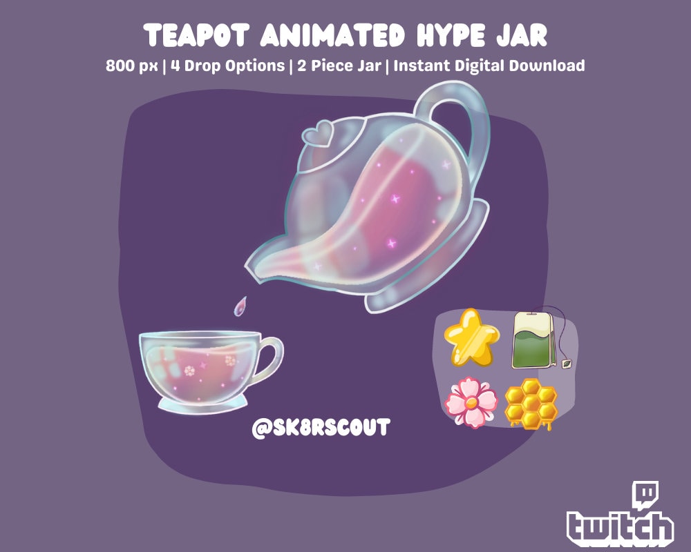 Animated Twitch Hype Jar - Teapot & Teacup - 2 Layers - Tip Jar for ...