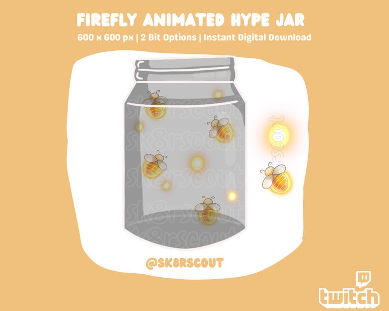 Animated Firefly Twitch Hype Jar Kawaii Tip Jar 2 Layers Tip Jar for ...