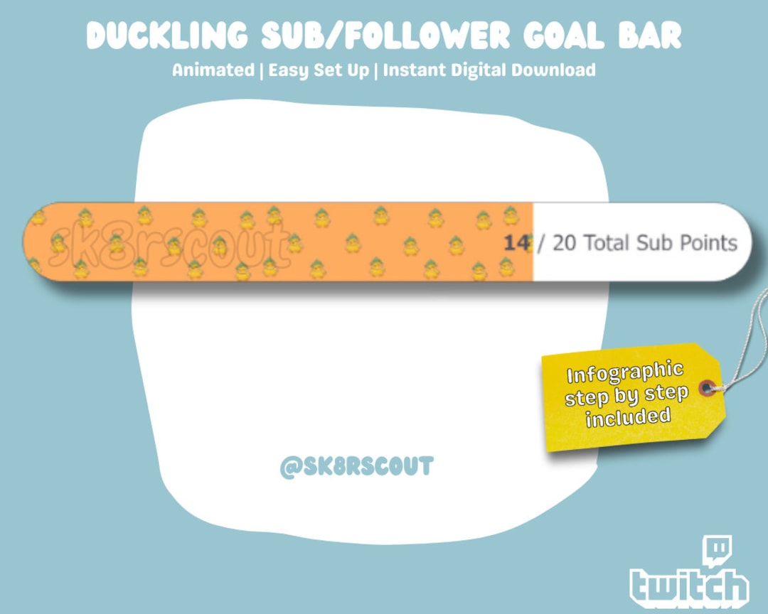Animated Duckling Sub Goal Bar - Kawaii Character - Orange Goal Bar ...