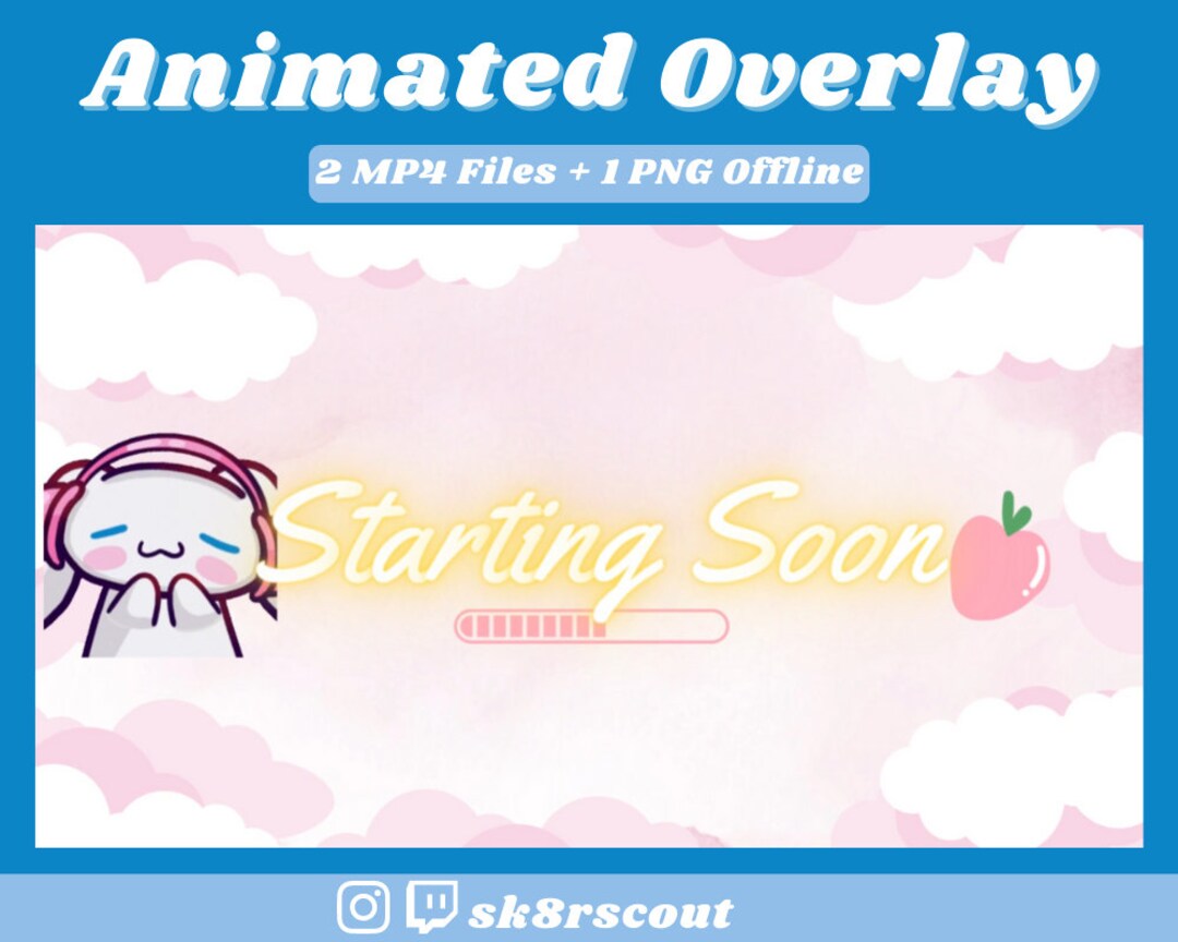 Animated Twitch Overlay - Kawaii Character - Pink Dog Overlay - Etsy