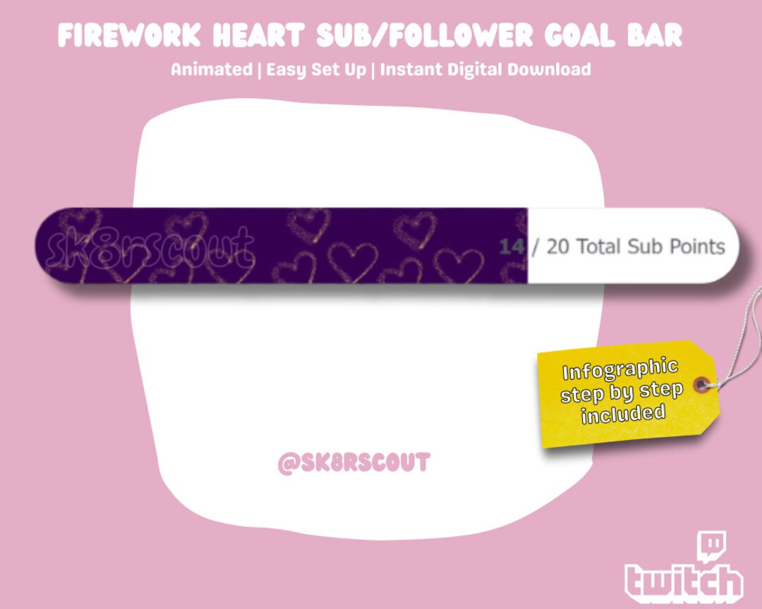 Animated Sub Goal Bar - Kawaii Character - Purple Goal Bar Widget ...
