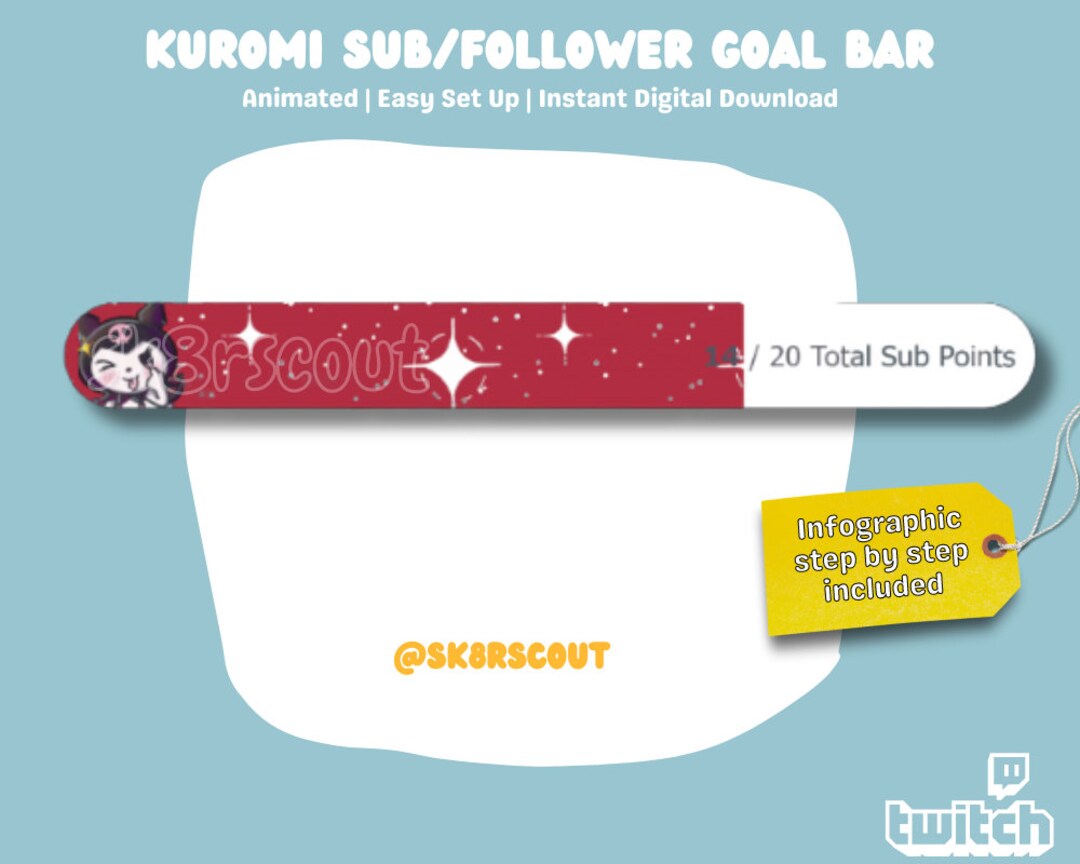 Animated Sub Goal Bar - Kawaii Character - Red Goal Bar Widget ...