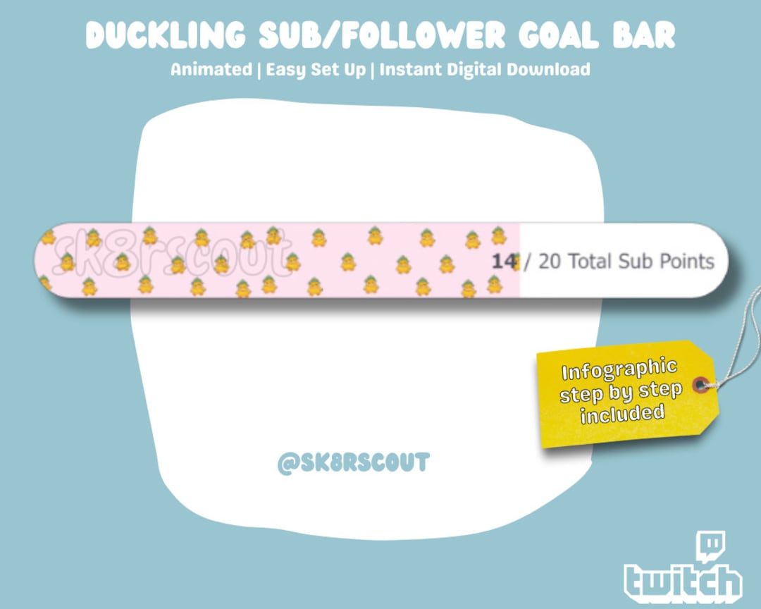 Animated Duckling Sub Goal Bar - Kawaii Character - Pink Goal Bar ...