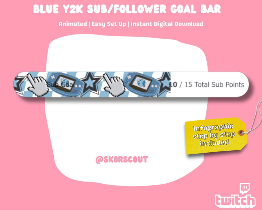 Animated Sub Goal Bar - Kawaii Y2K Gameboy - Blue Goal Bar Widget ...