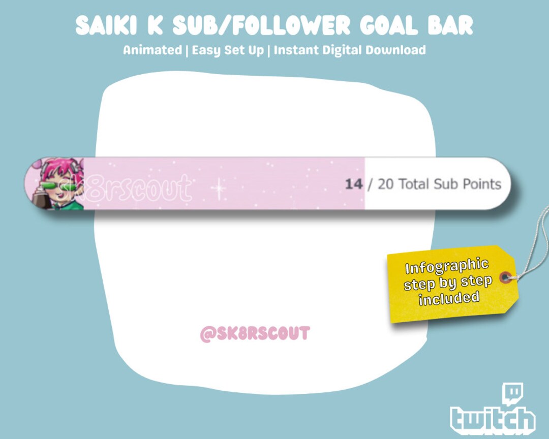 Animated Sub Goal Bar Kawaii Character Pink Goal Bar Widget ...