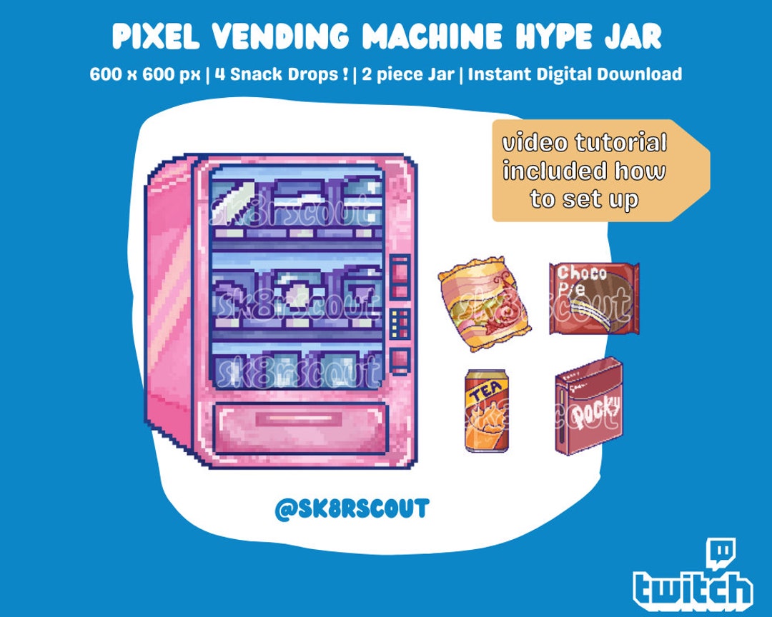 Pixel Vending Machine Twitch Hype Jar - Kawaii Jar - 2 Layers - Tip Jar ...