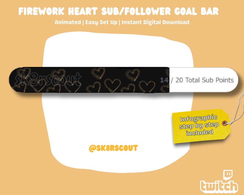 Animated Sub Goal Bar - Kawaii Character - Black Goal Bar Widget ...