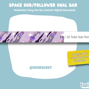 Animated Sub Goal Bar - Kawaii Character - Purple Goal Bar Widget ...