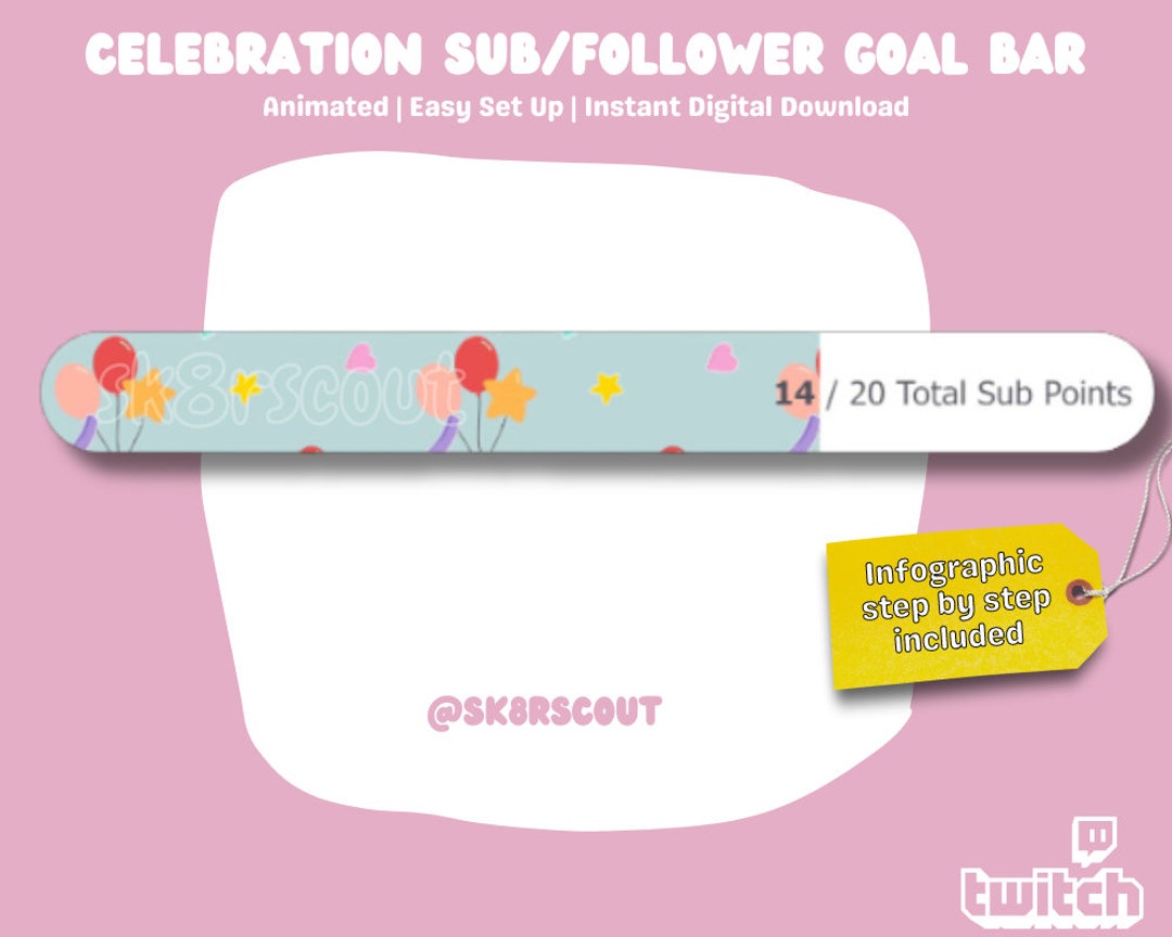 Animated Celebration Sub Goal Bar - Birthday Sub Goal - Subathon Bar ...