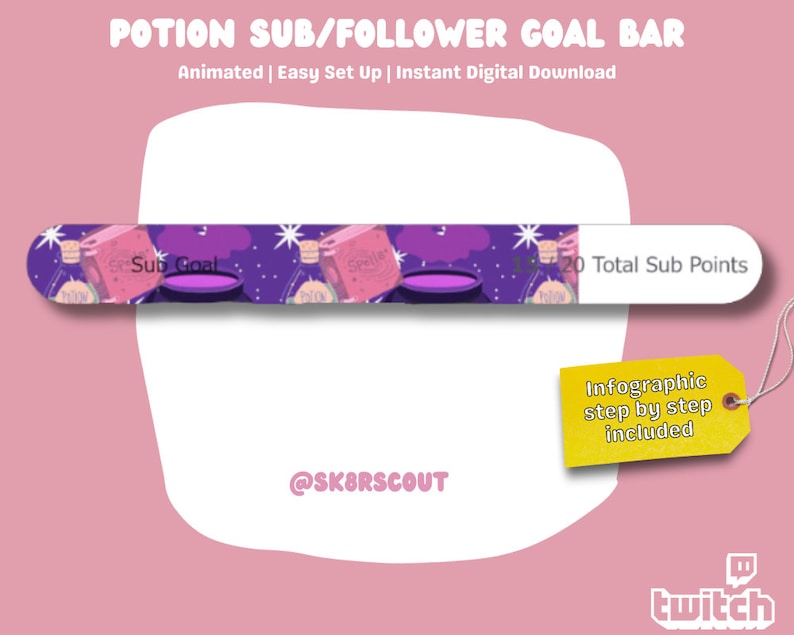 Animated Witch Halloween Sub Goal Bar - Purple Goal Bar Widget ...