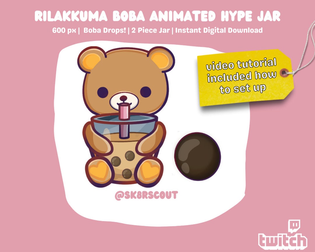 Animated Twitch Boba Hype Jar - Kawaii Character - 2 Layers - Tip Jar ...